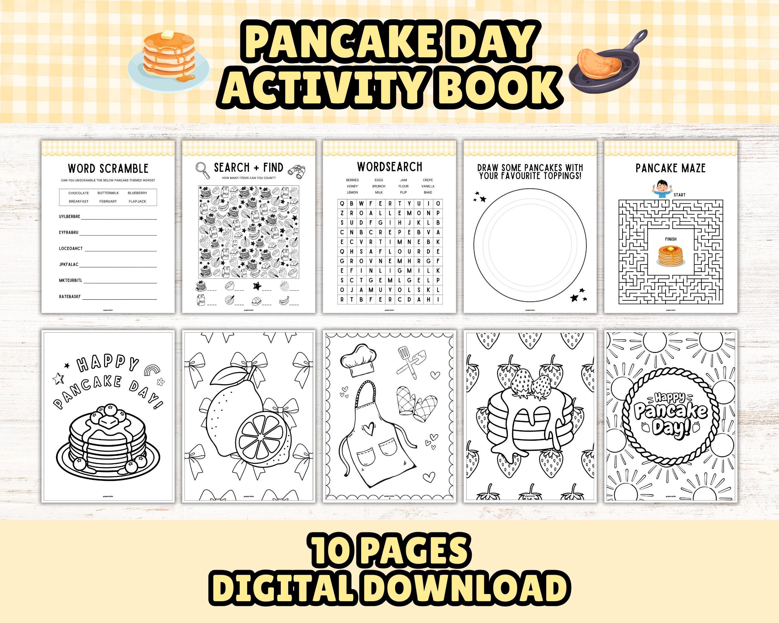 Pancake Day Printable Activity Book for Kids: Shrove Tuesday Games ...