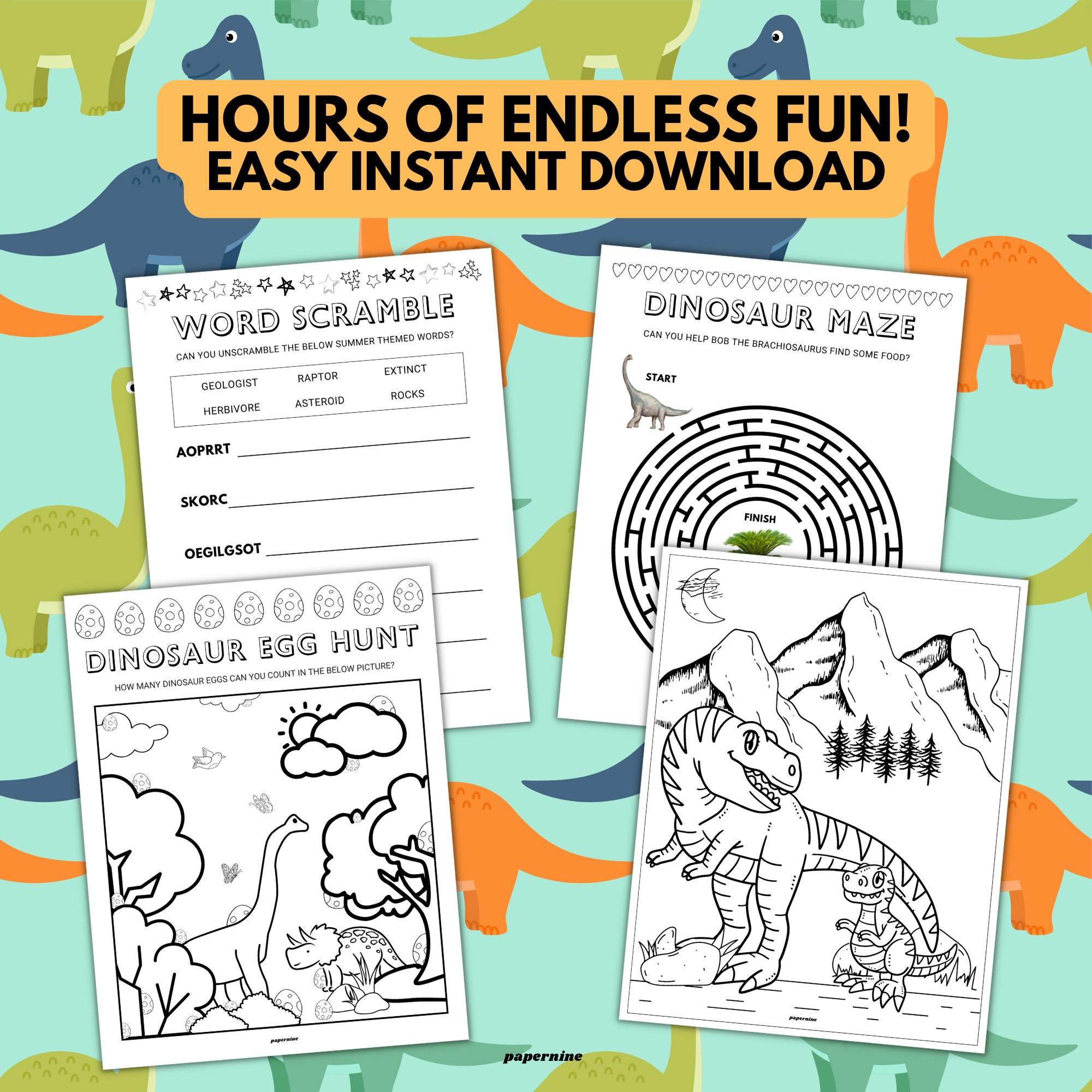 Ultimate Dinosaur Themed Printable Activity Bundle Pack for - Etsy