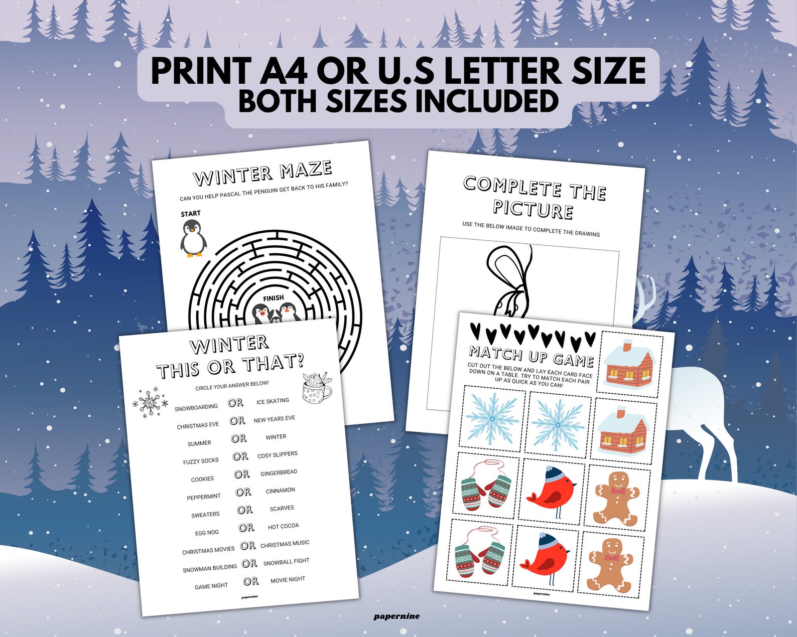 Ultimate Winter Themed Printable Activity Bundle Pack for Children 45 ...
