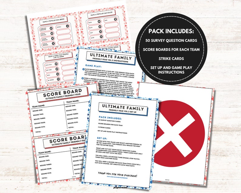 Family Feud Printable Game: Mega Bundle Trivia (instant Download) - Etsy