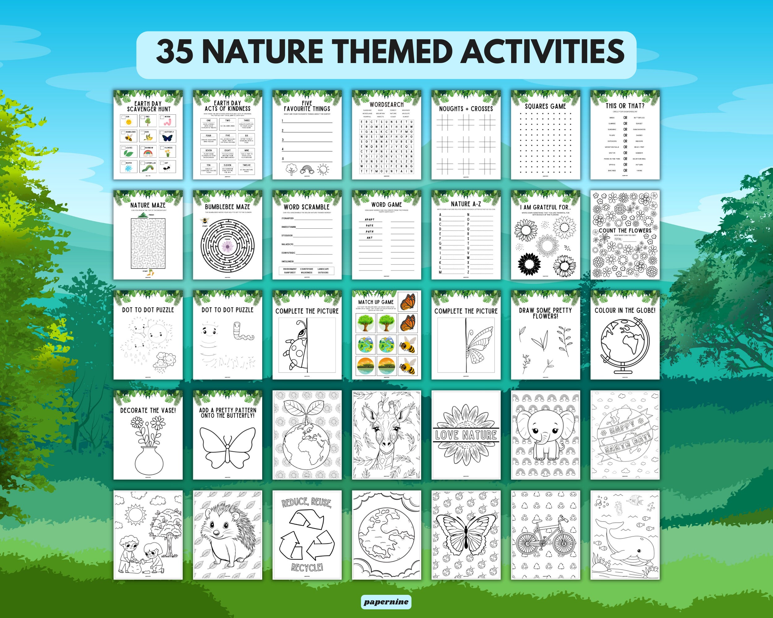 Ultimate Earth Day Themed Printable Nature Games Activity Bundle for ...
