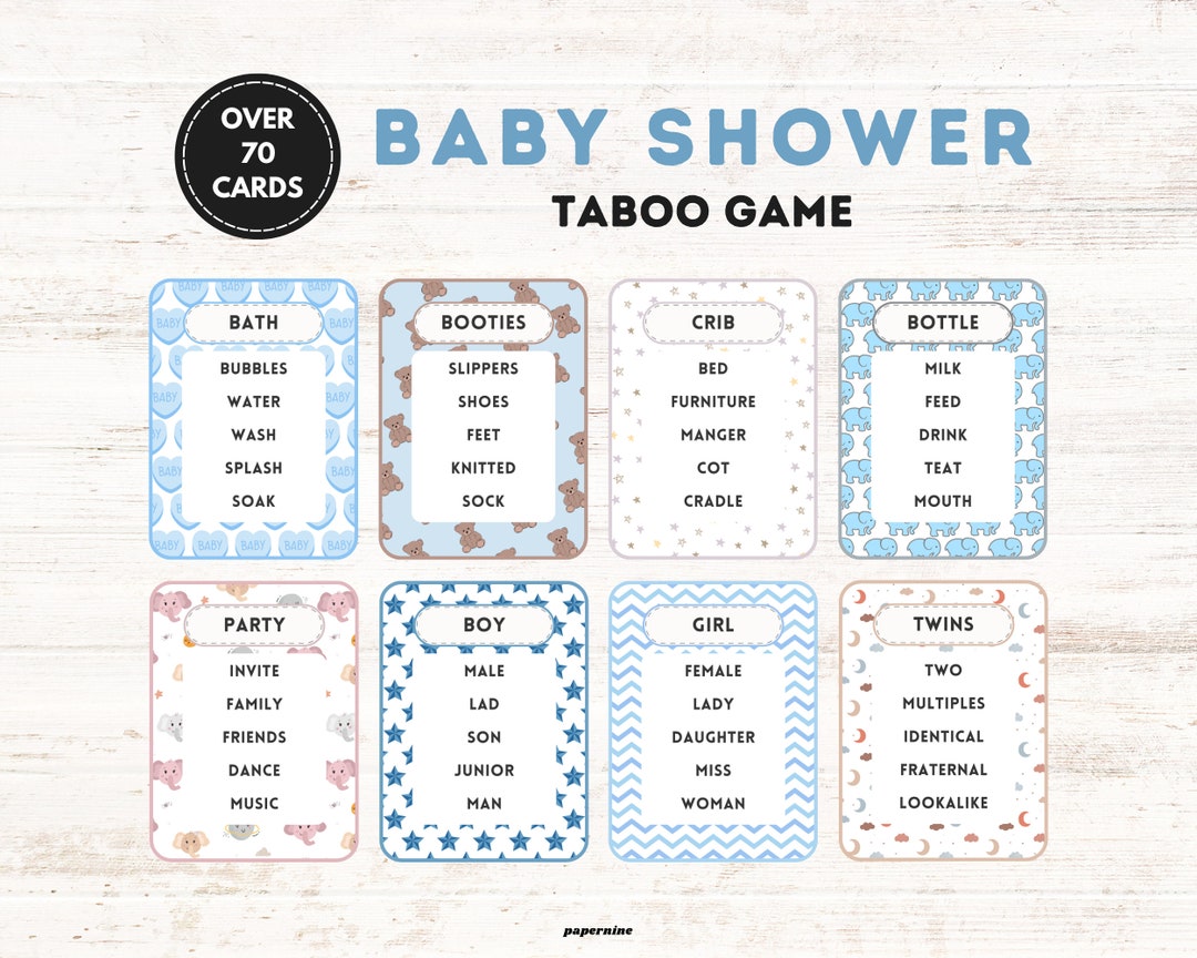 Baby Shower Taboo Guess My Word Game Printable Baby Shower Activities ...