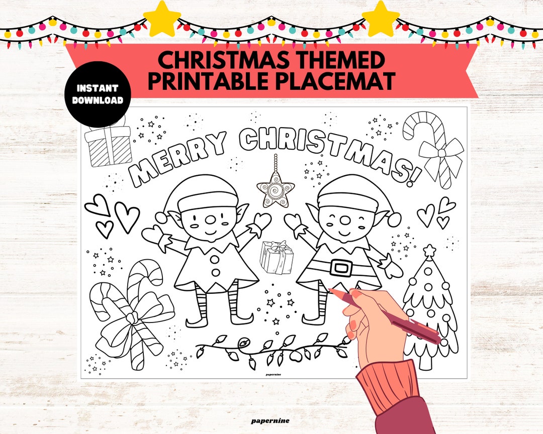 Christmas Printable Colouring Sheet, Kids Activity Placemat Dinner ...