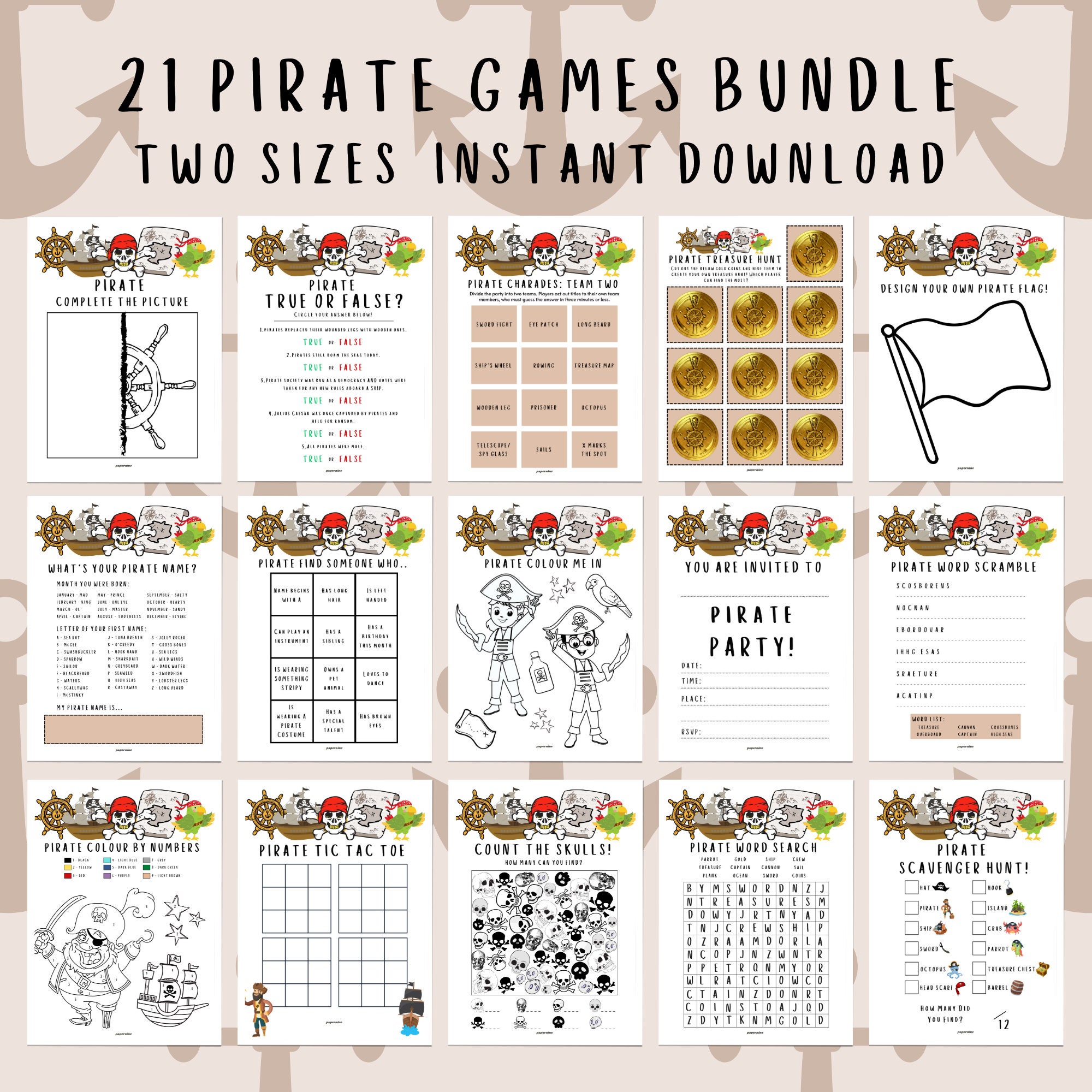 21 Page Pirate Themed Printable Activity Bundle Pack Pirate - Etsy
