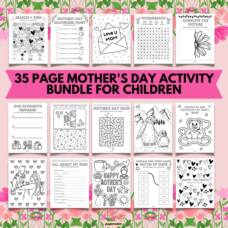 35 Page Mother's Day Themed Printable Activity Bundle Kids - Etsy