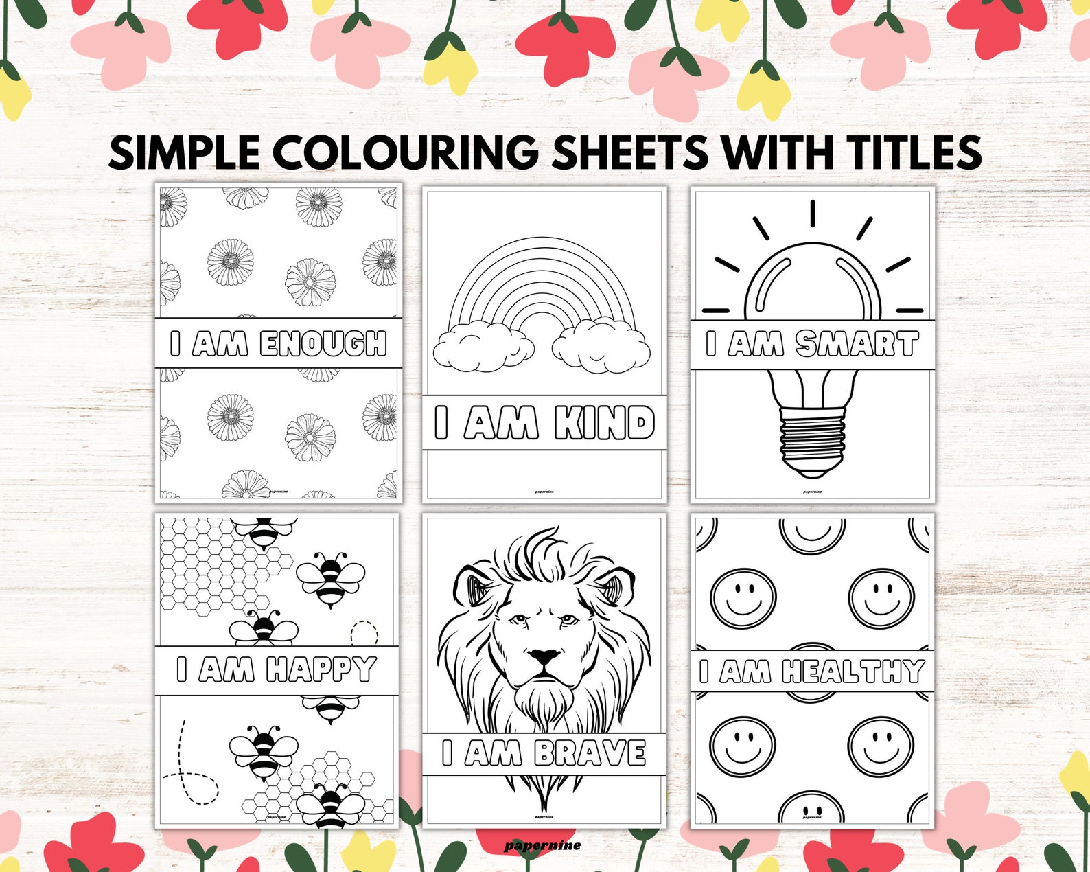 20 Childrens Positive Affirmations Printable Colouring Pages School ...