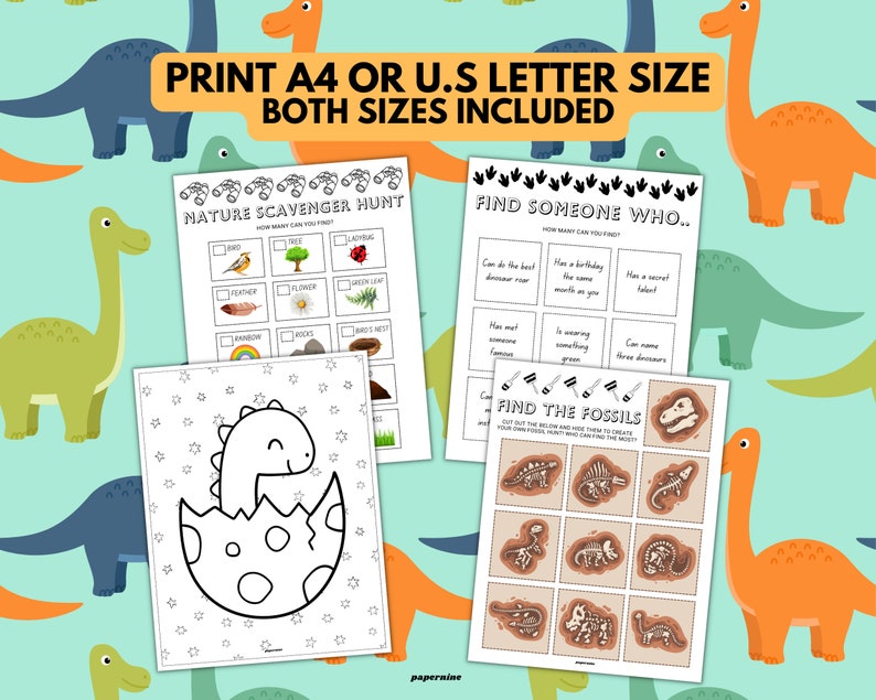 Ultimate Dinosaur Themed Printable Activity Bundle Pack for Children 35 ...