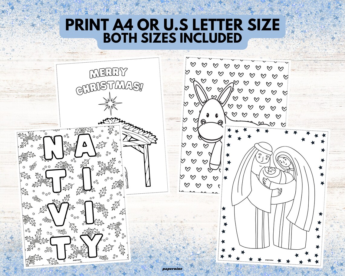 Christmas Nativity Printable Colouring Pages for Children 10 Pages ...