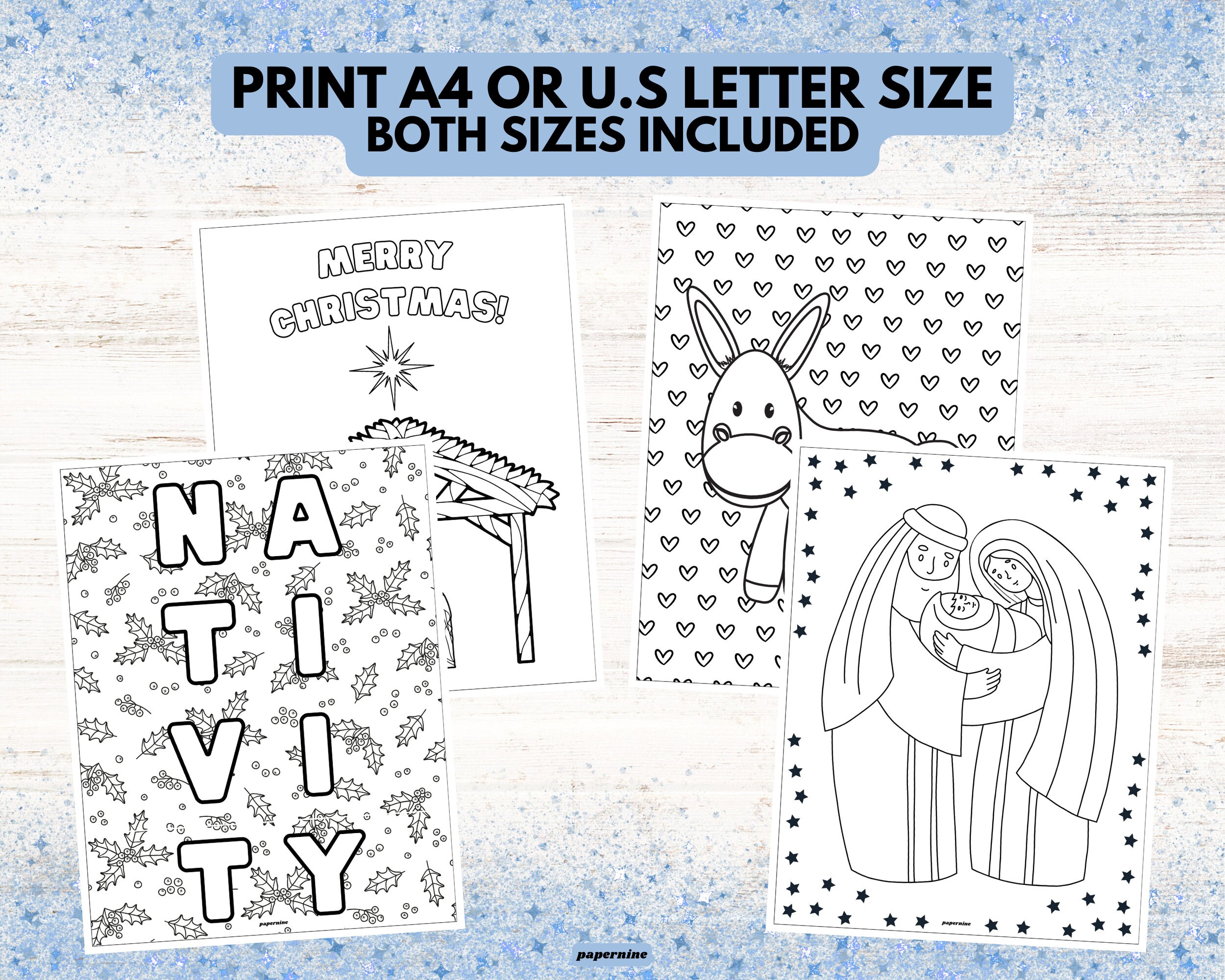 Christmas Nativity Printable Colouring Pages for Children 10 Pages ...