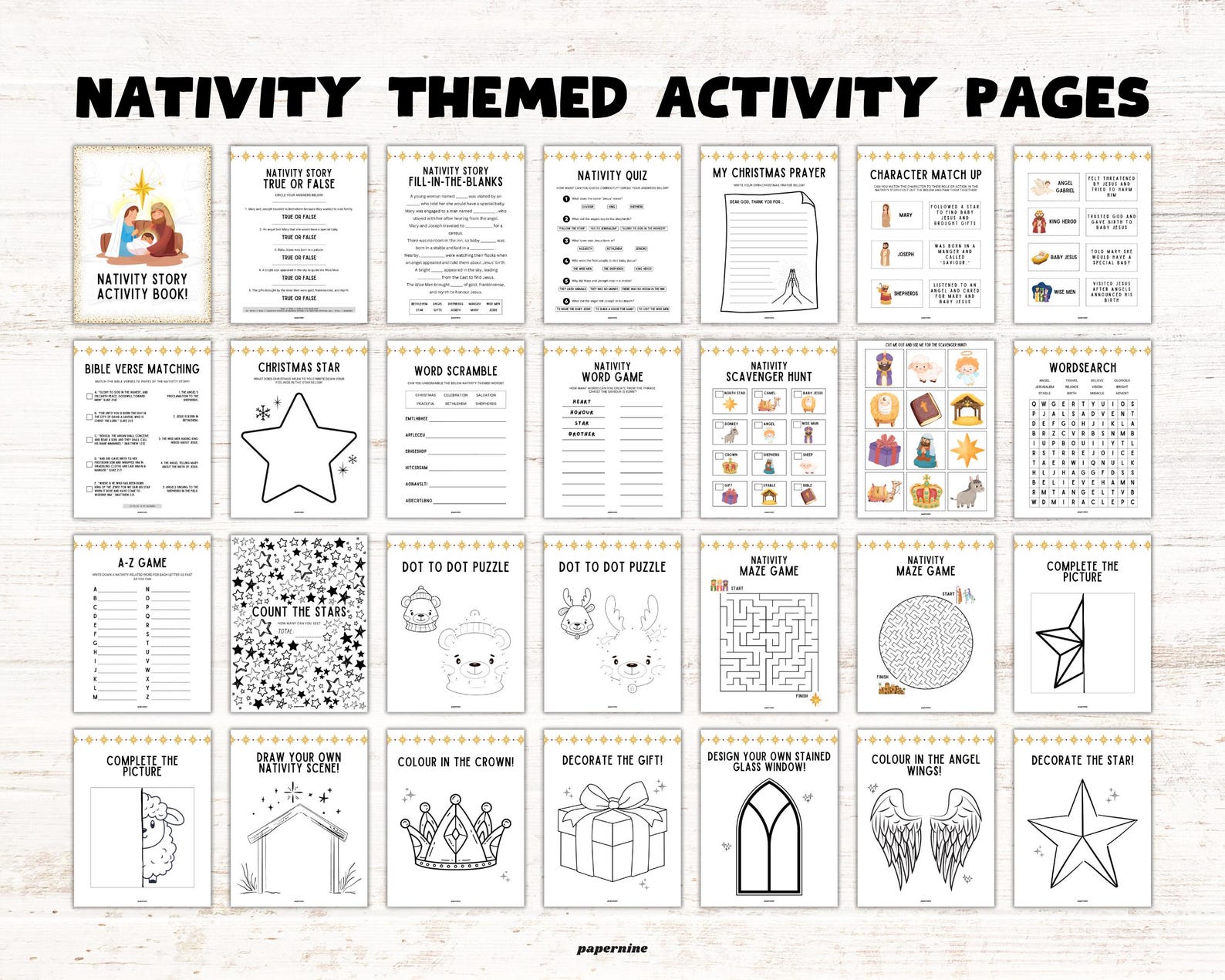 Ultimate Christmas Nativity Story Printable Activity Bundle 40 Pages ...