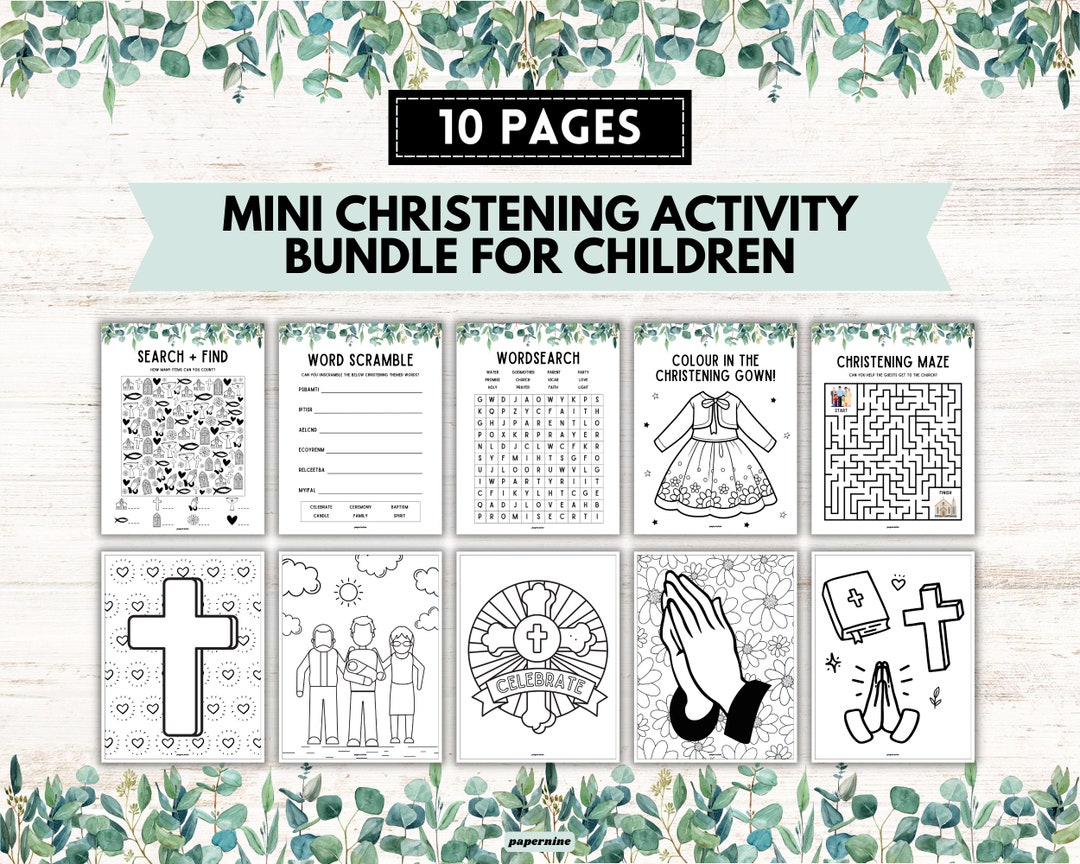 Mini Christening Printable Activity Book for Kids | Christian Games ...