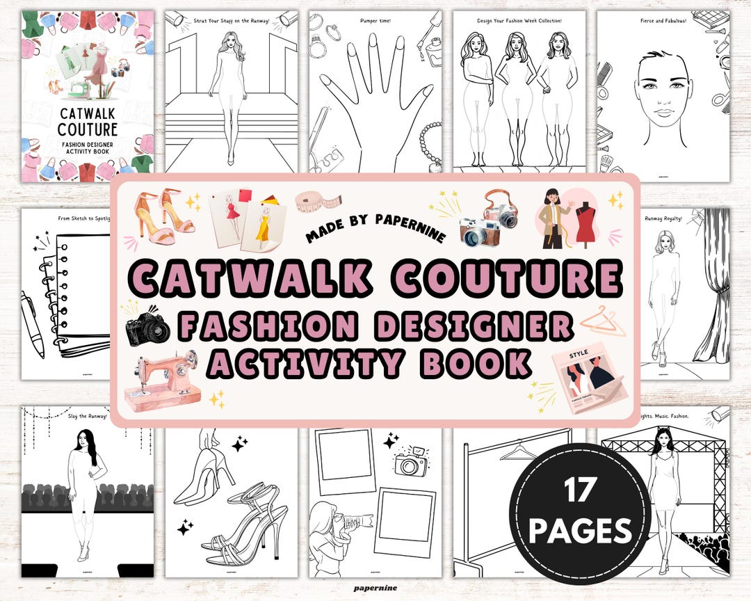 Catwalk Couture Fashion Designer Activity Book: Fun Colouring and ...