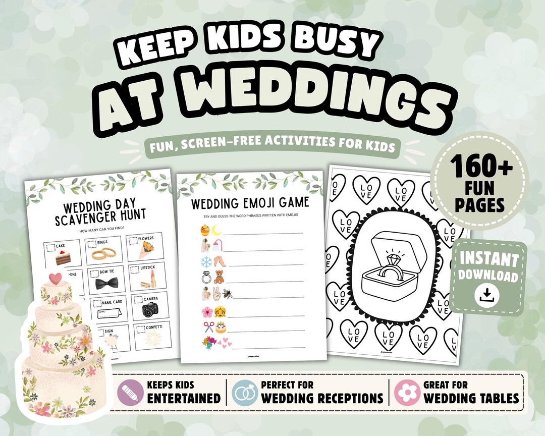 Wedding Printable Activity Book for Kids: Party Games, Puzzles ...