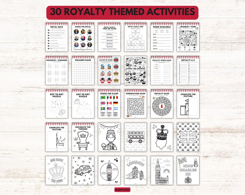 Ultimate Royal Family Themed Printable Activity Bundle Pack for ...
