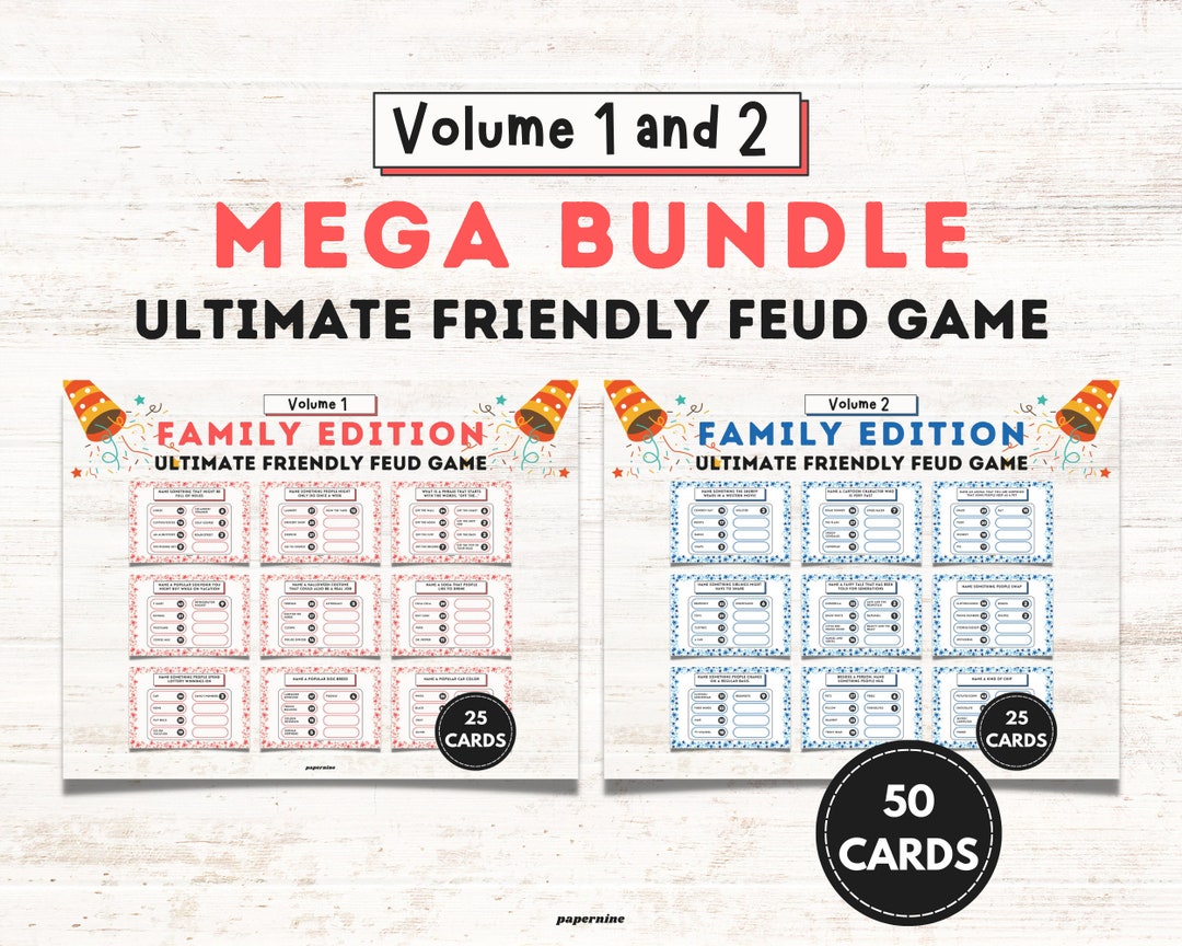 Mega Bundle Family Feud Printable Game | Fun Trivia Party Game for Kids ...