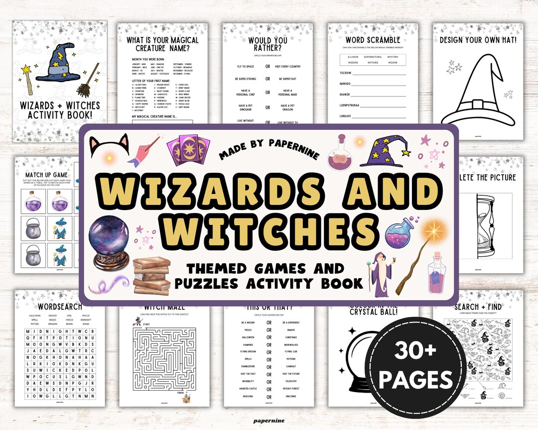 Wizards and Witches Activity Book: Magic Games & Puzzles (instant ...