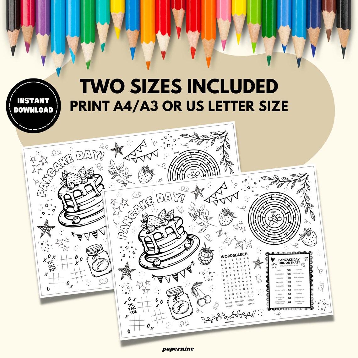 Pancake Day Printable Placemat Colouring Sheet Shrove Tuesday - Etsy