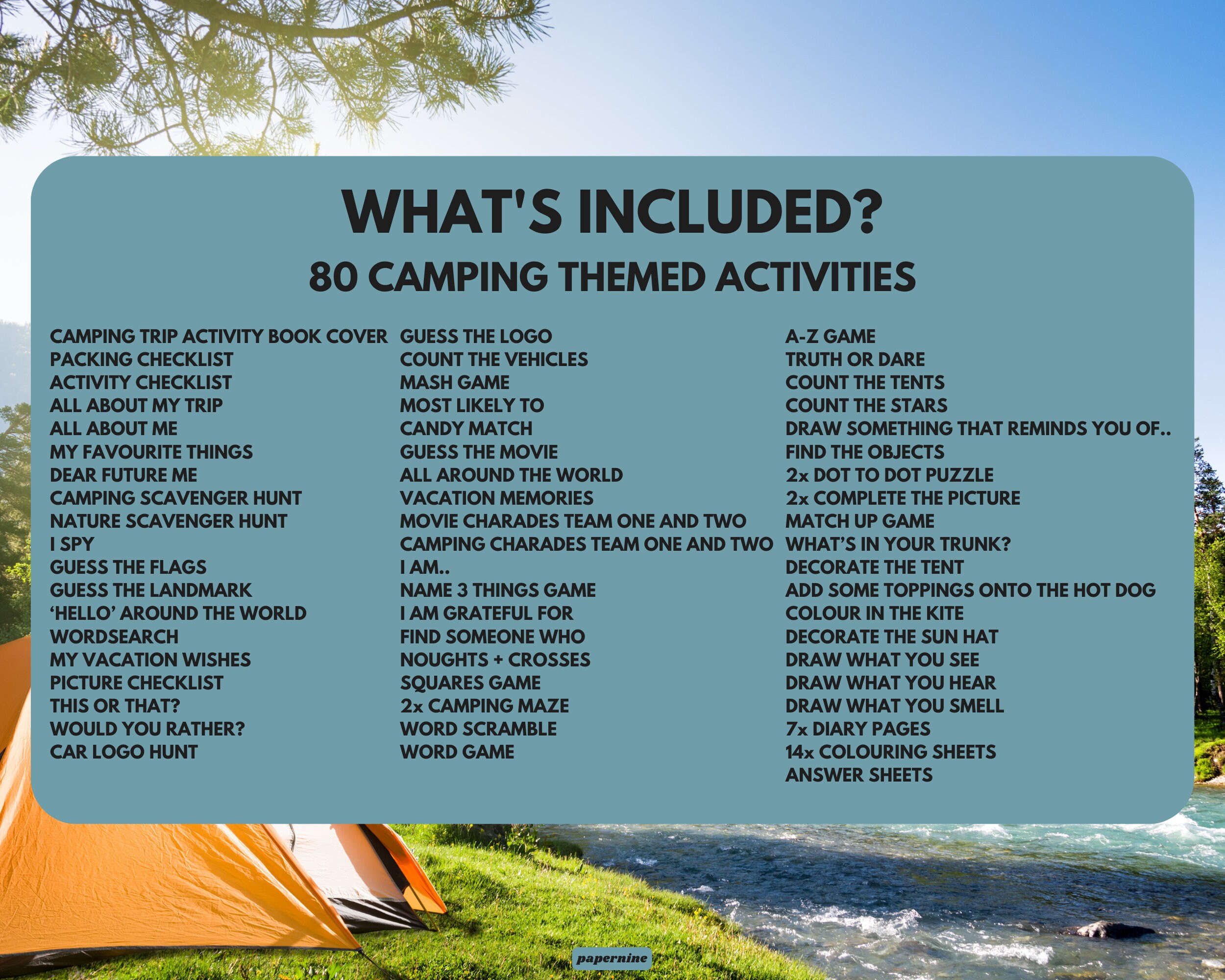 Ultimate Camping Trip Themed Printable Activity Bundle Pack for ...