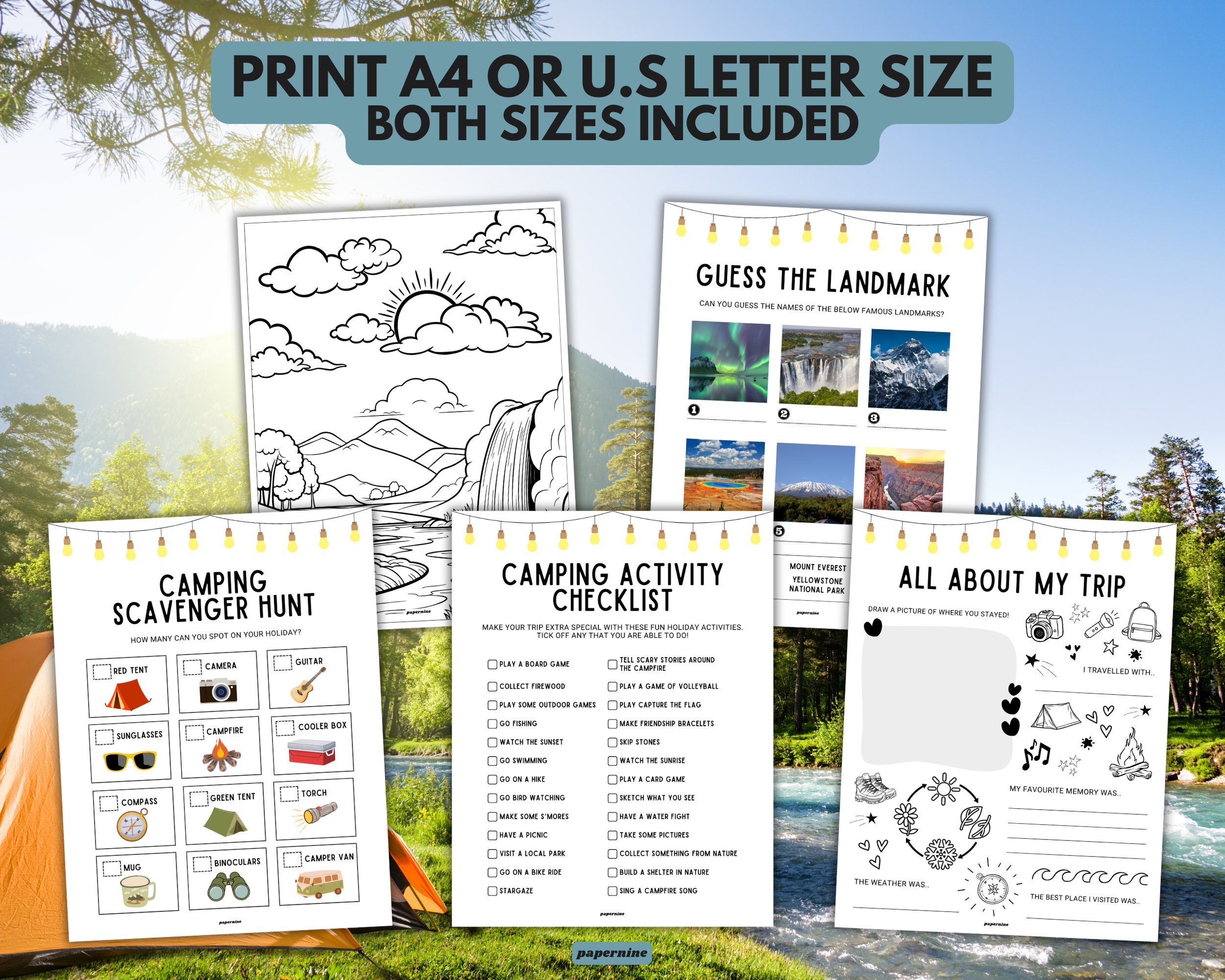 Ultimate Camping Trip Themed Printable Activity Bundle Pack for ...