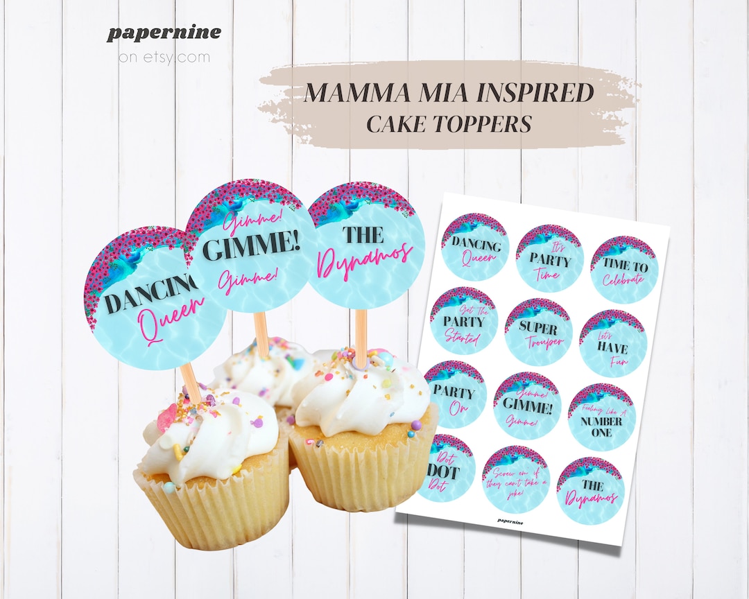 Mamma Mia Cake Toppers: Abba-themed Party Decorations (instant Download ...