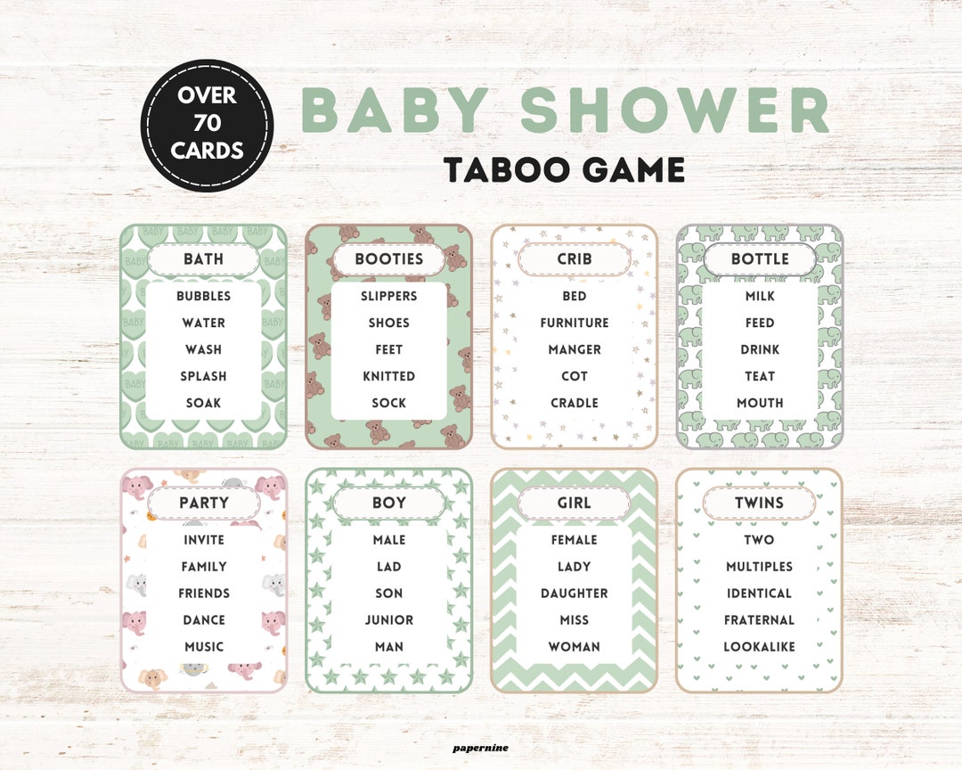 Baby Shower Taboo Game: Fun Printable Word Game (instant Download) - Etsy