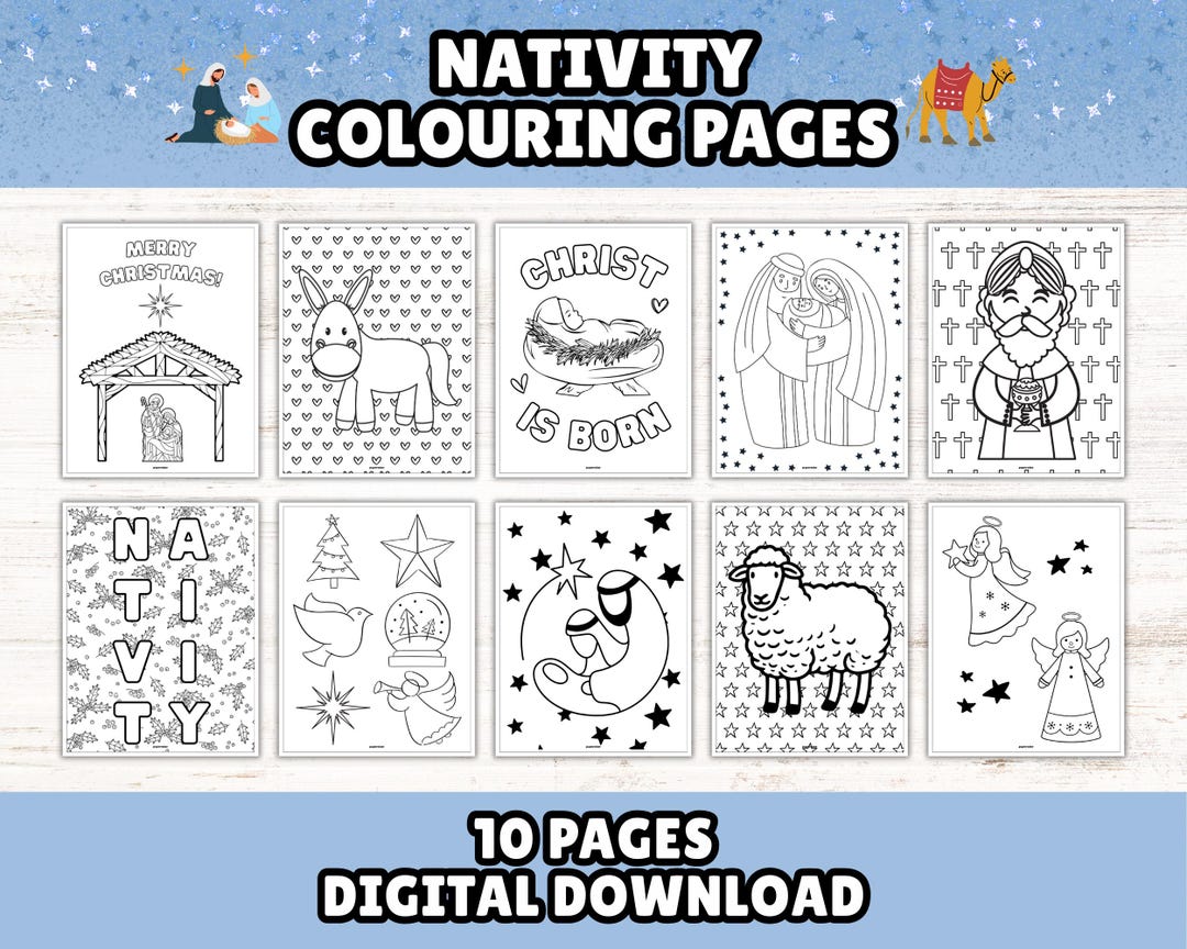 Nativity Coloring Pages for Kids: Printable Christmas Activity Sheets ...