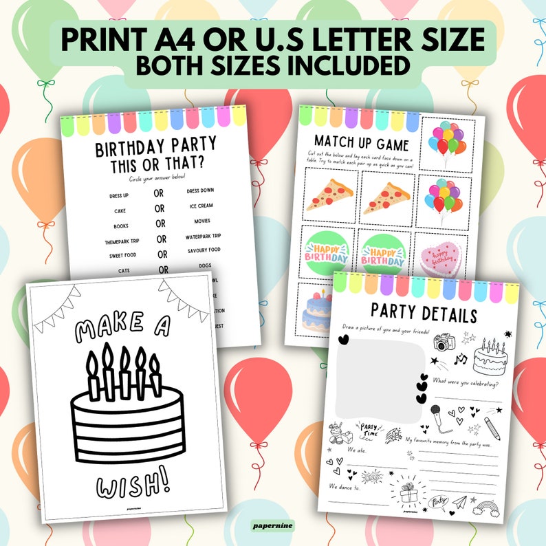 Ultimate Birthday Themed Printable Activity Bundle Pack for - Etsy