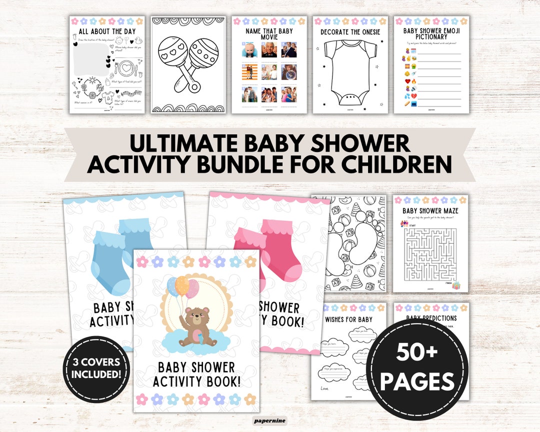 Ultimate Baby Shower Themed Printable Activity Bundle Pack for Children ...