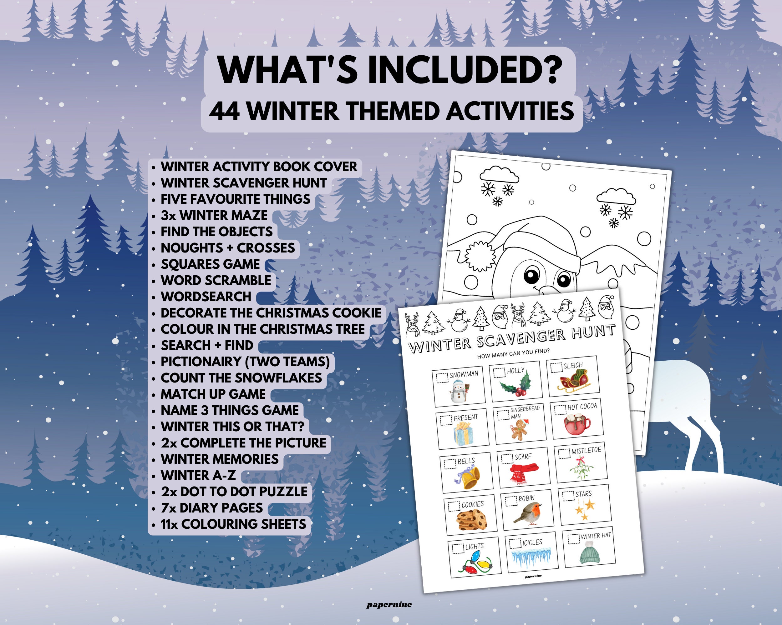 Ultimate Winter Themed Printable Activity Bundle Pack for Children 45 ...