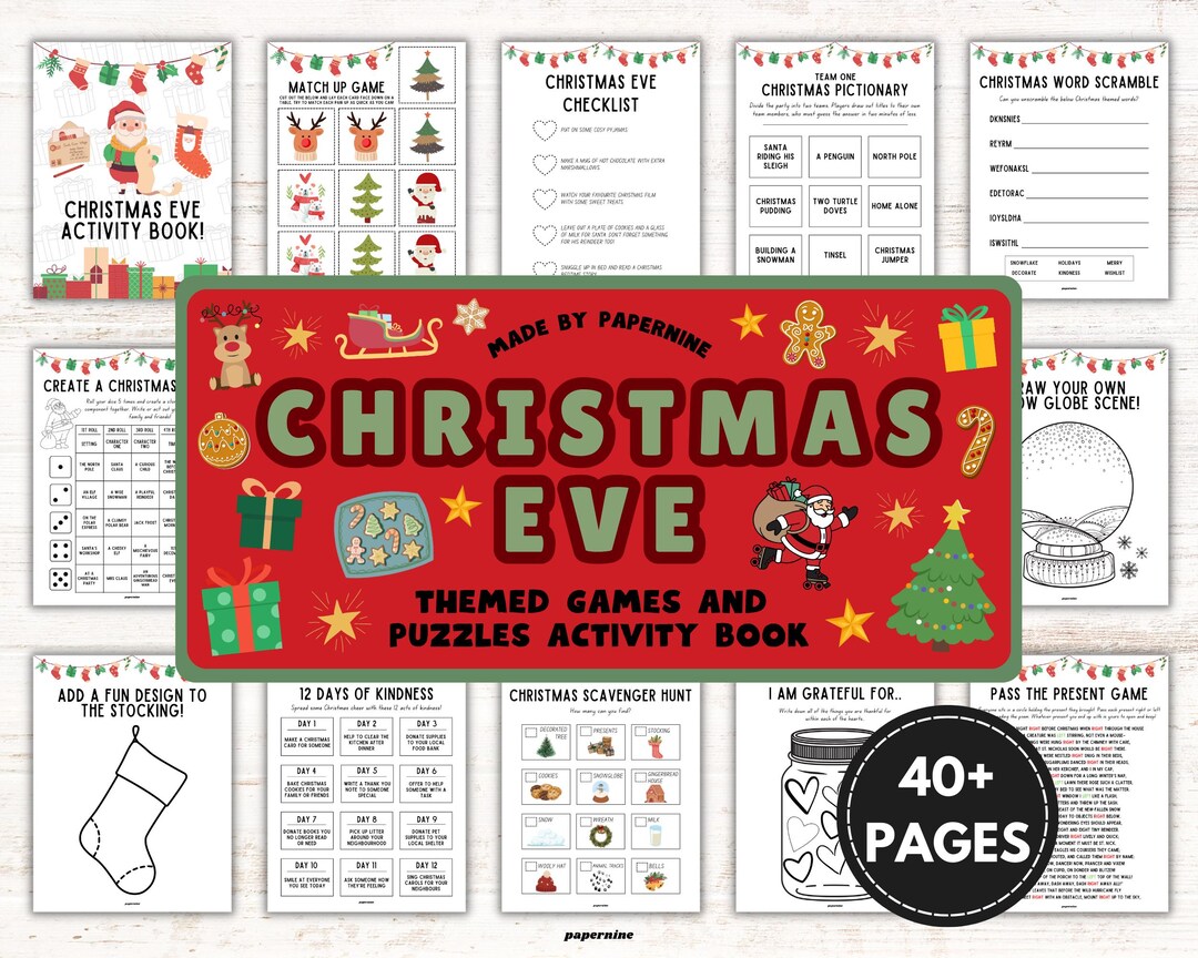 Ultimate Christmas Eve Printable Activity Book for Kids | Holiday Games ...