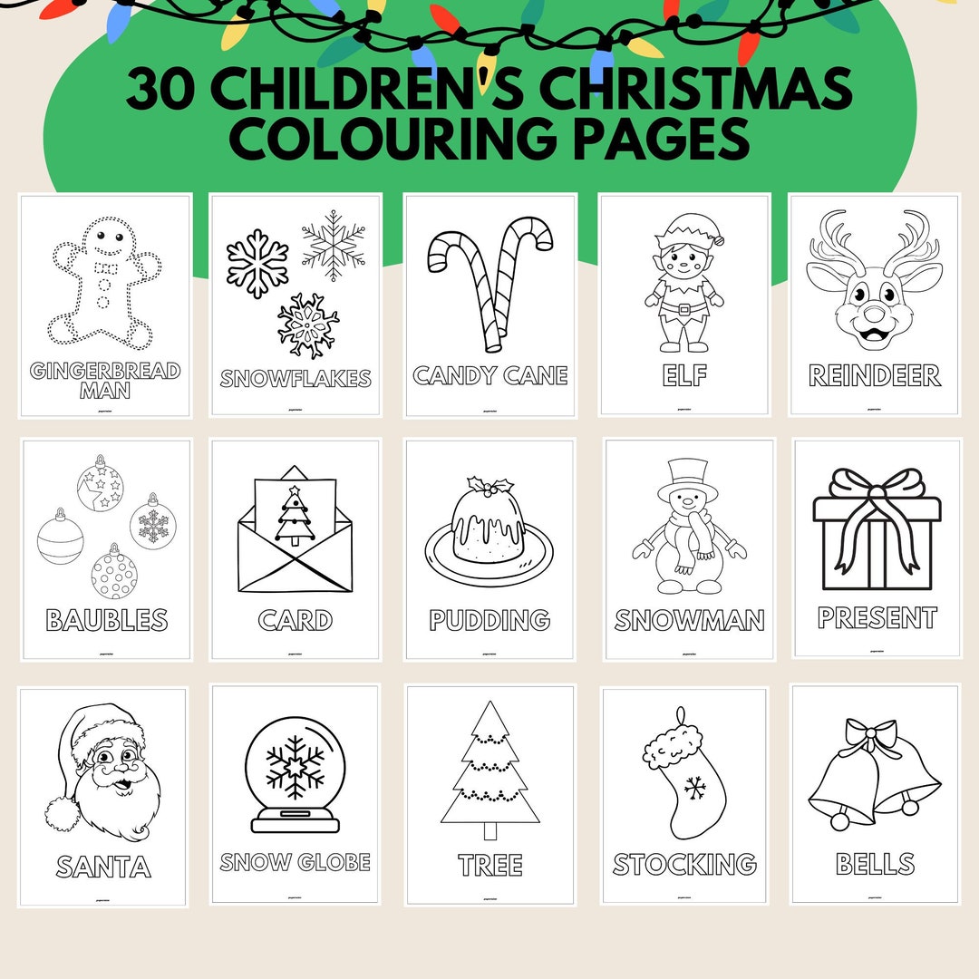 30 Children's Printable Christmas Colouring Pages Kids - Etsy