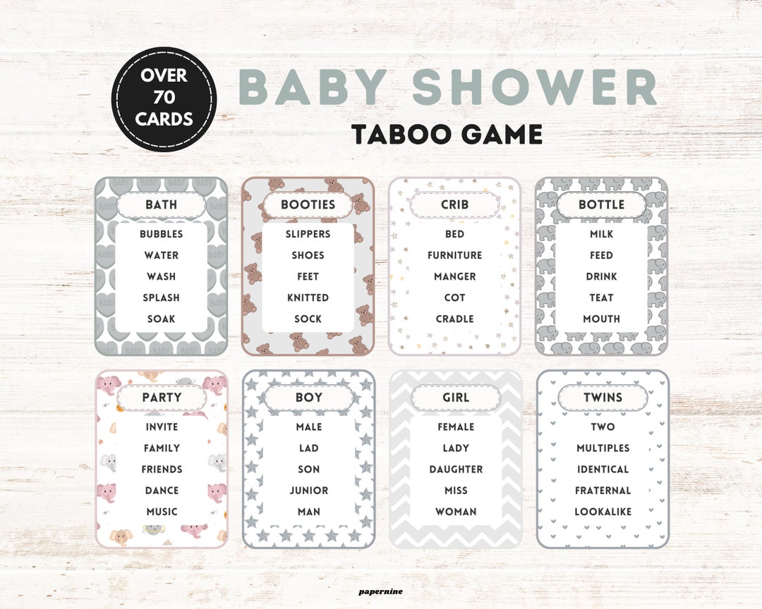 Baby Shower Taboo Game | Fun Printable Party Game for Moms-to-be ...
