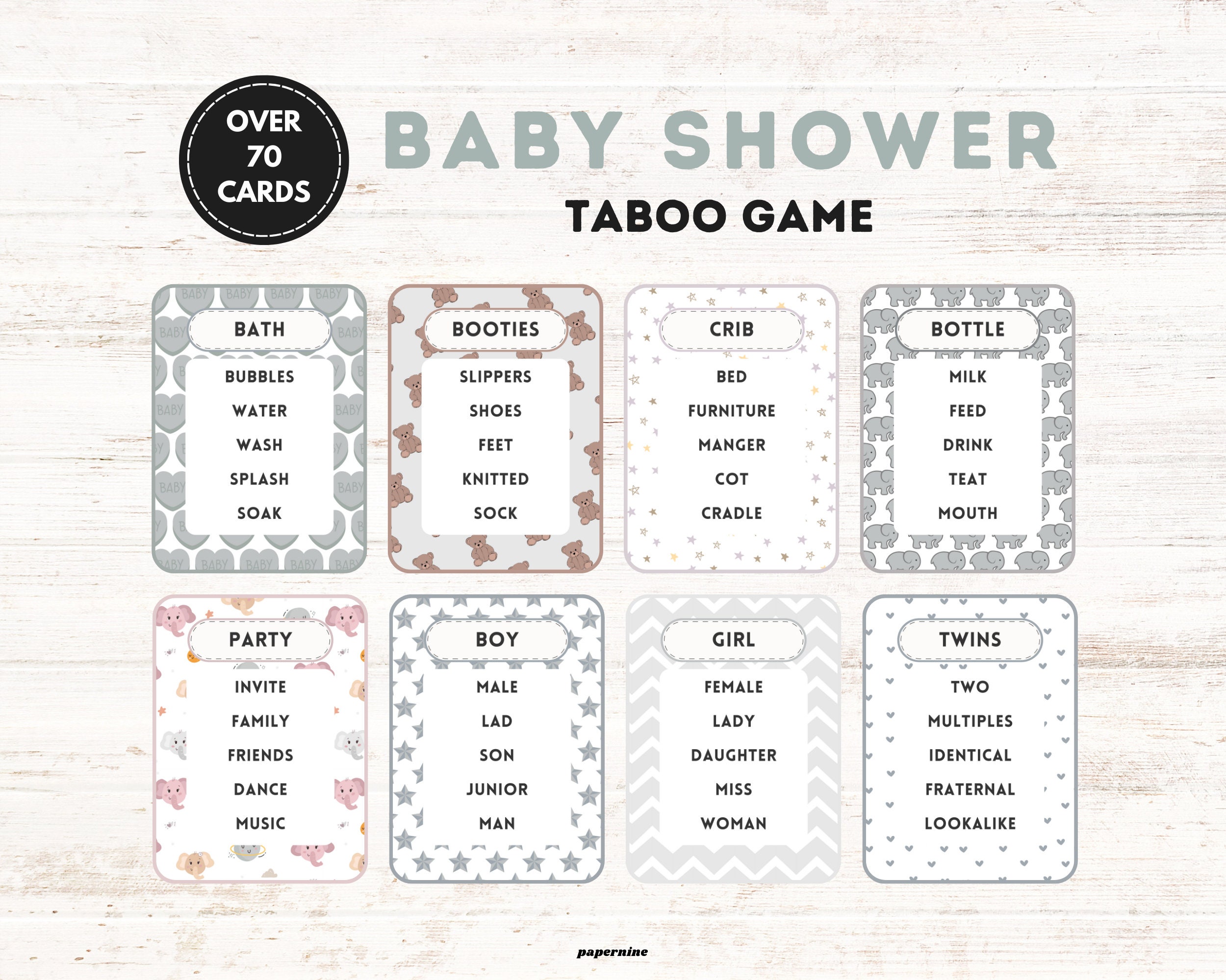 Baby Shower Taboo Guess My Word Game Printable Baby Shower Activities ...