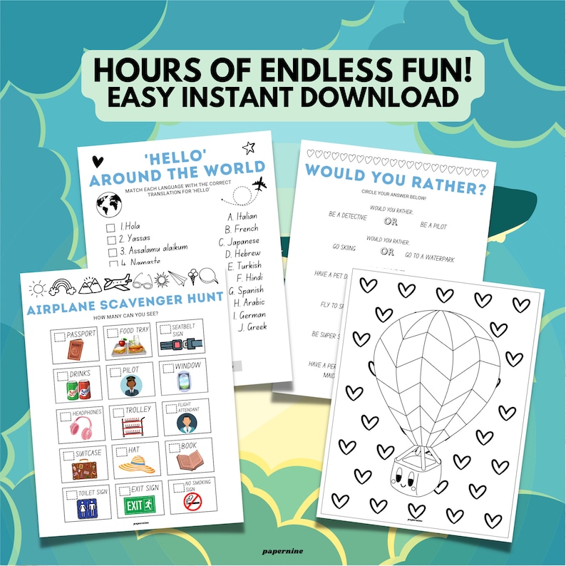 Ultimate Airplane Themed Printable Activity Bundle Pack for - Etsy