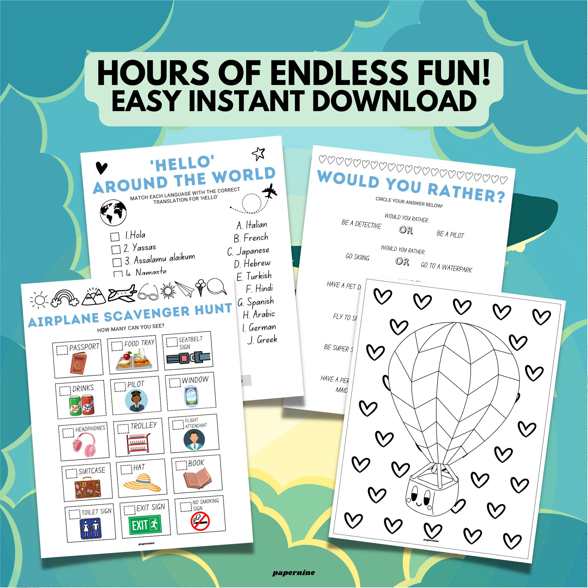 Ultimate Airplane Themed Printable Activity Bundle Pack for - Etsy