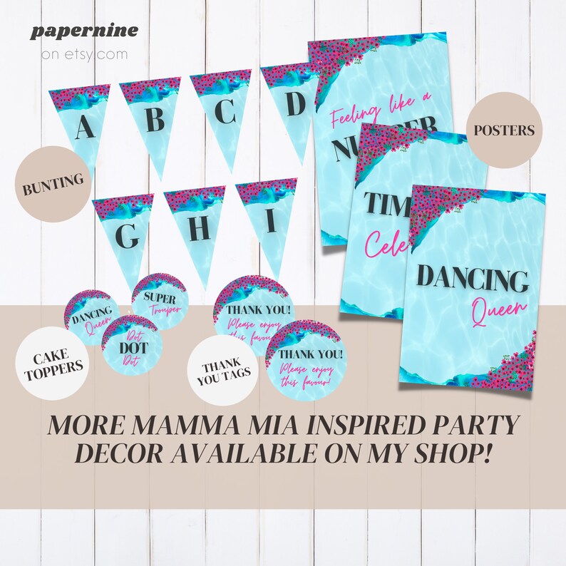 MAMMA MIA Inspired Printable Party Posters Digital Printable - Etsy