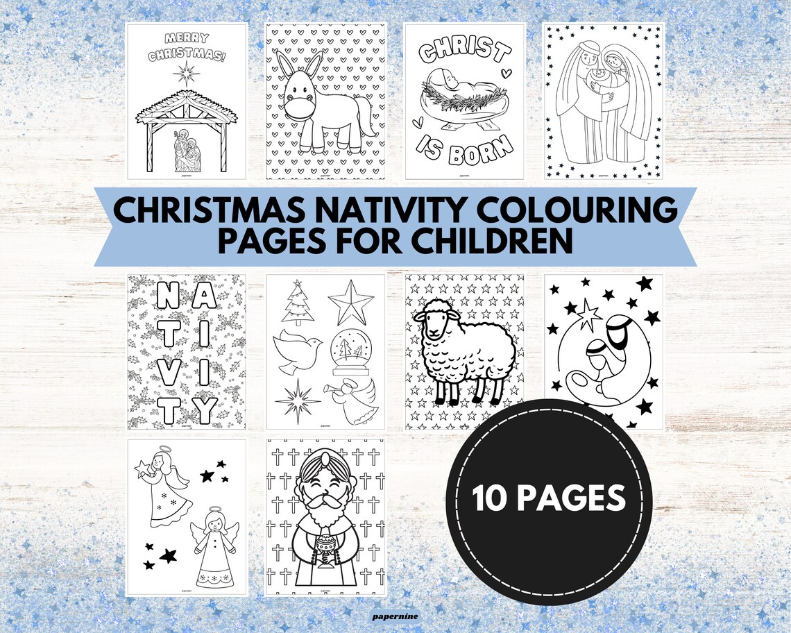 Christmas Nativity Printable Colouring Pages for Children 10 Pages ...