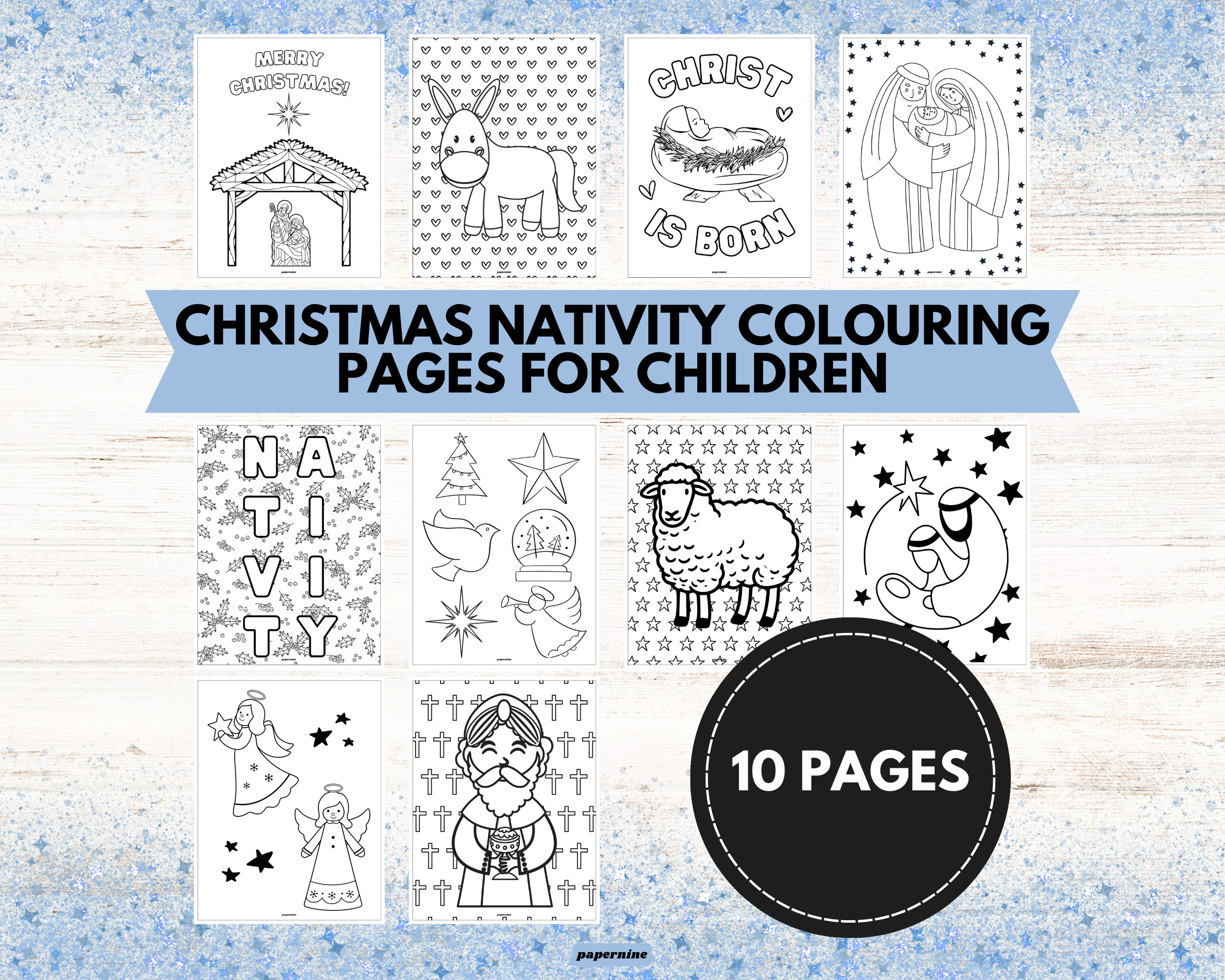 Christmas Nativity Printable Colouring Pages for Children 10 Pages ...