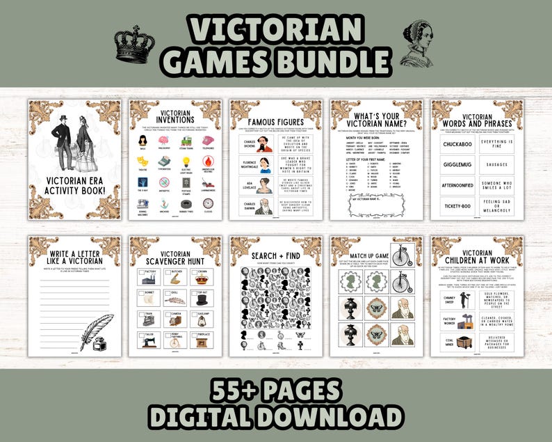 Victorian Era Printable Activity Book for Kids: History Games, Puzzles ...