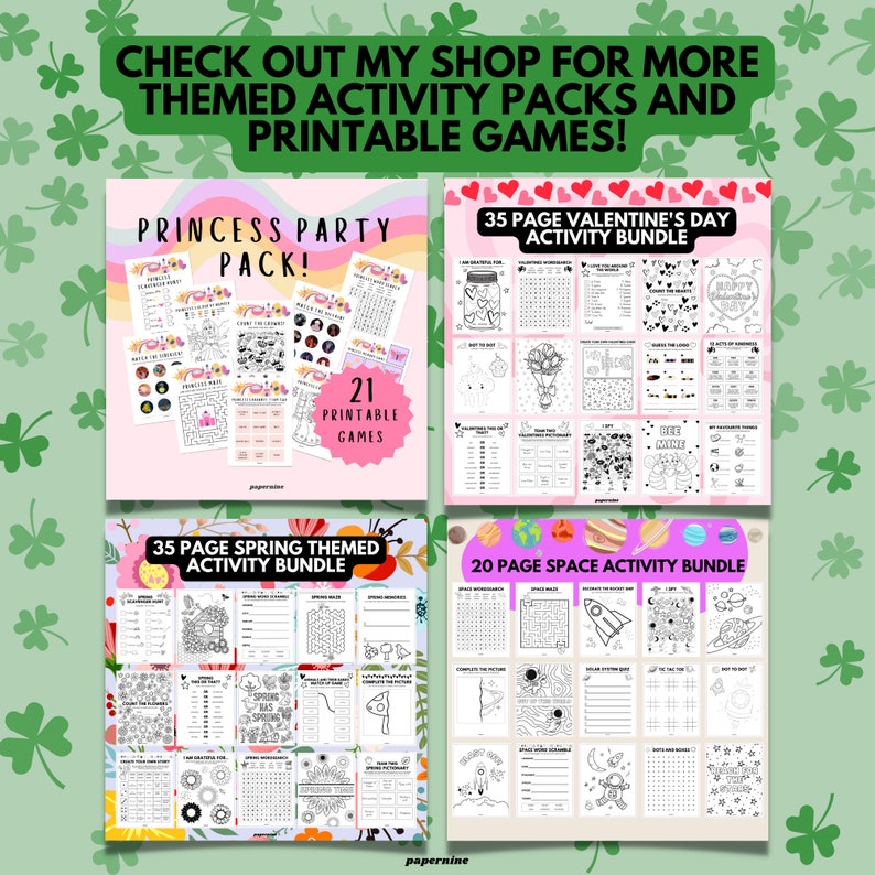 35 Page St Patrick's Day Themed Printable Activity Bundle - Etsy