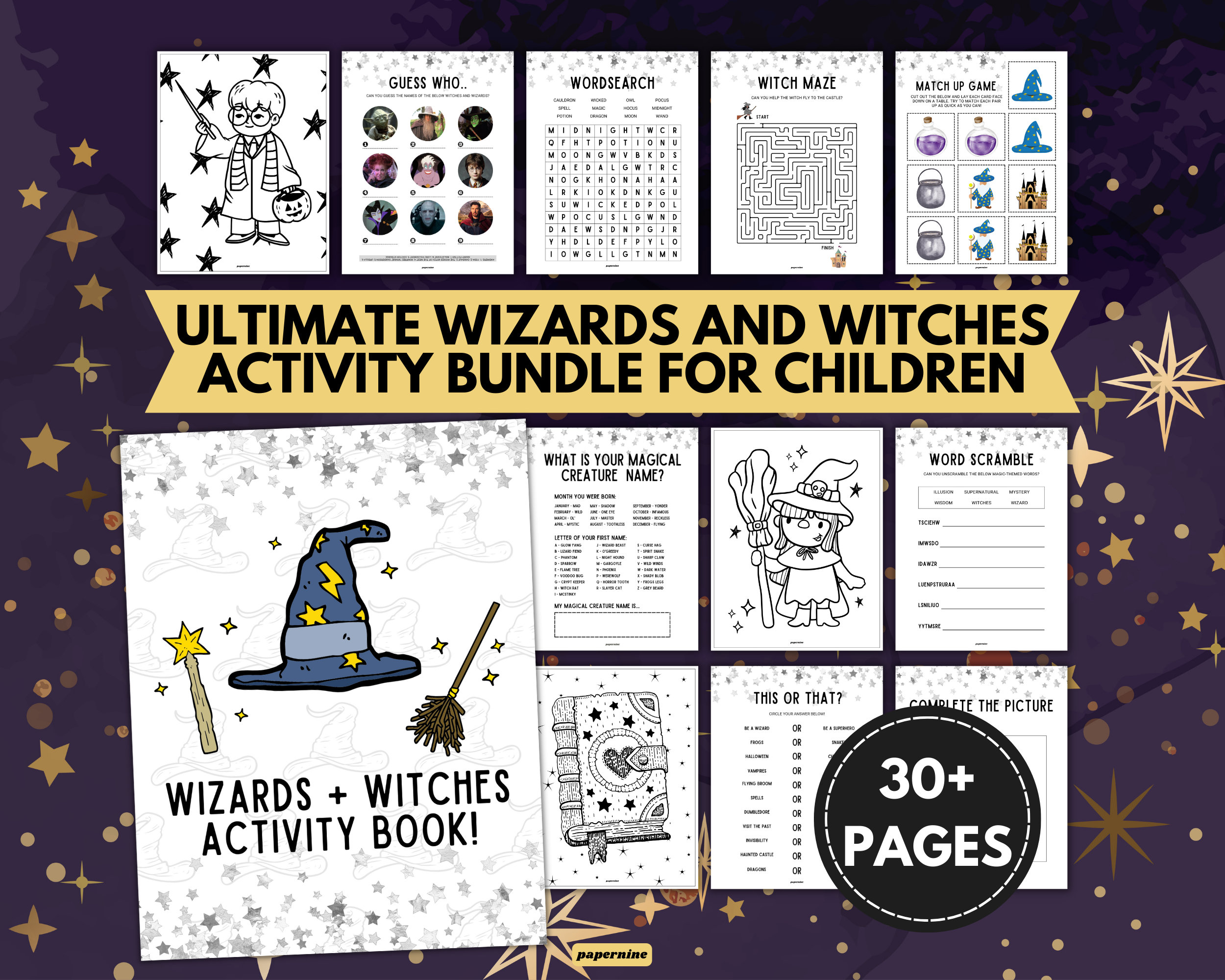 Ultimate Wizards and Witches Themed Printable Activity Bundle Pack for ...