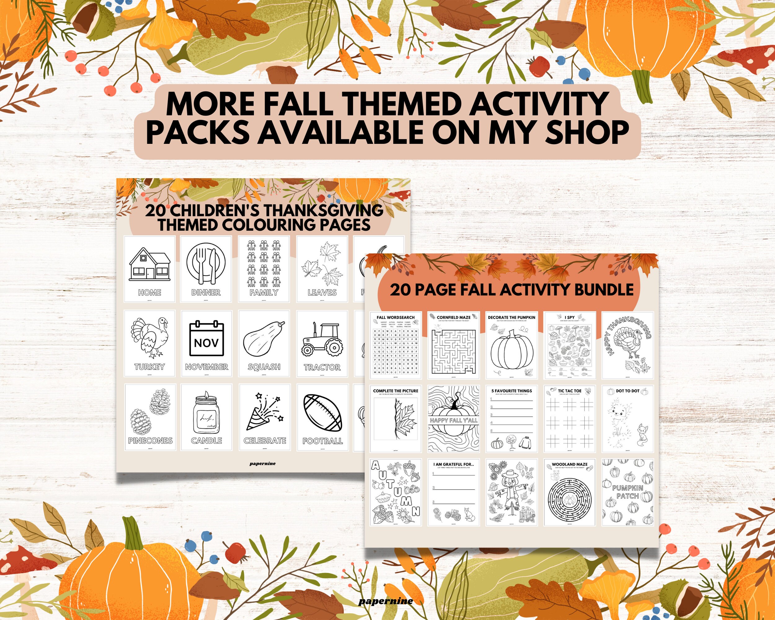 Thanksgiving Printable Colouring Sheet, Kids Activity Placemat Dinner ...