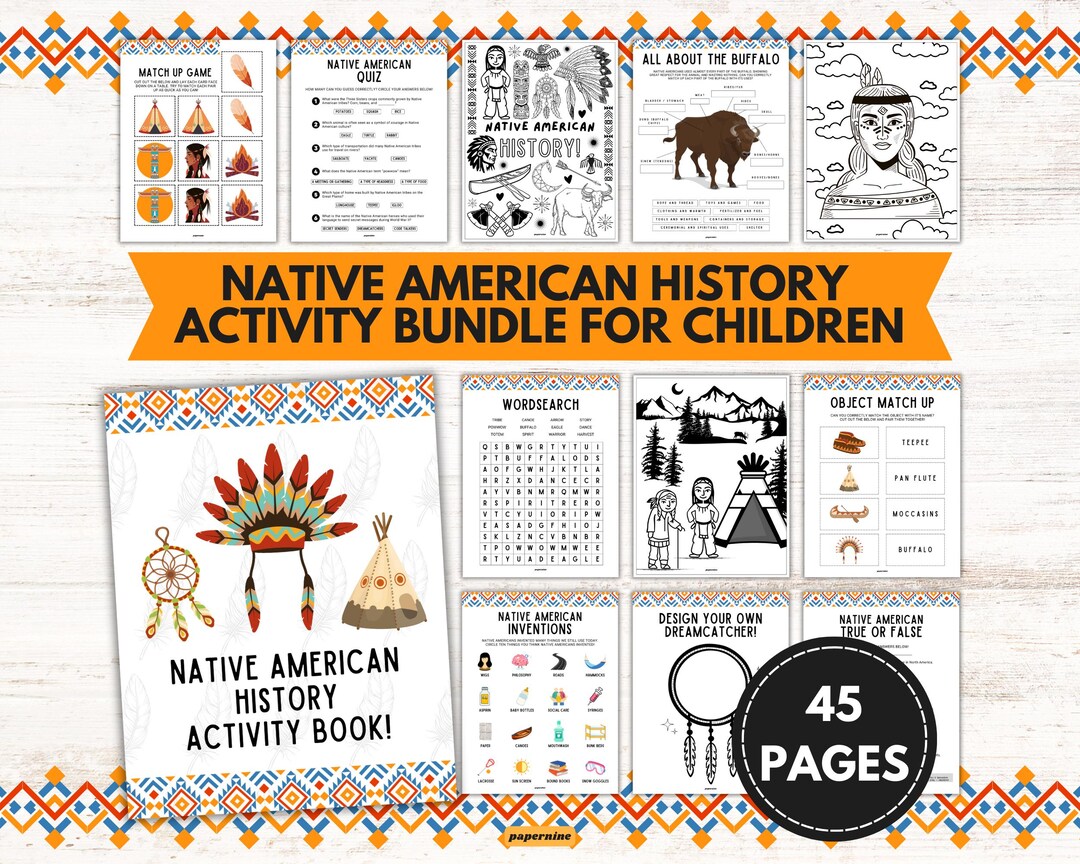 Native American History Activity Book: Kids Games & Coloring (digital ...