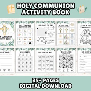Holy Communion Printable Activity Book for Kids: Christian Party Games ...