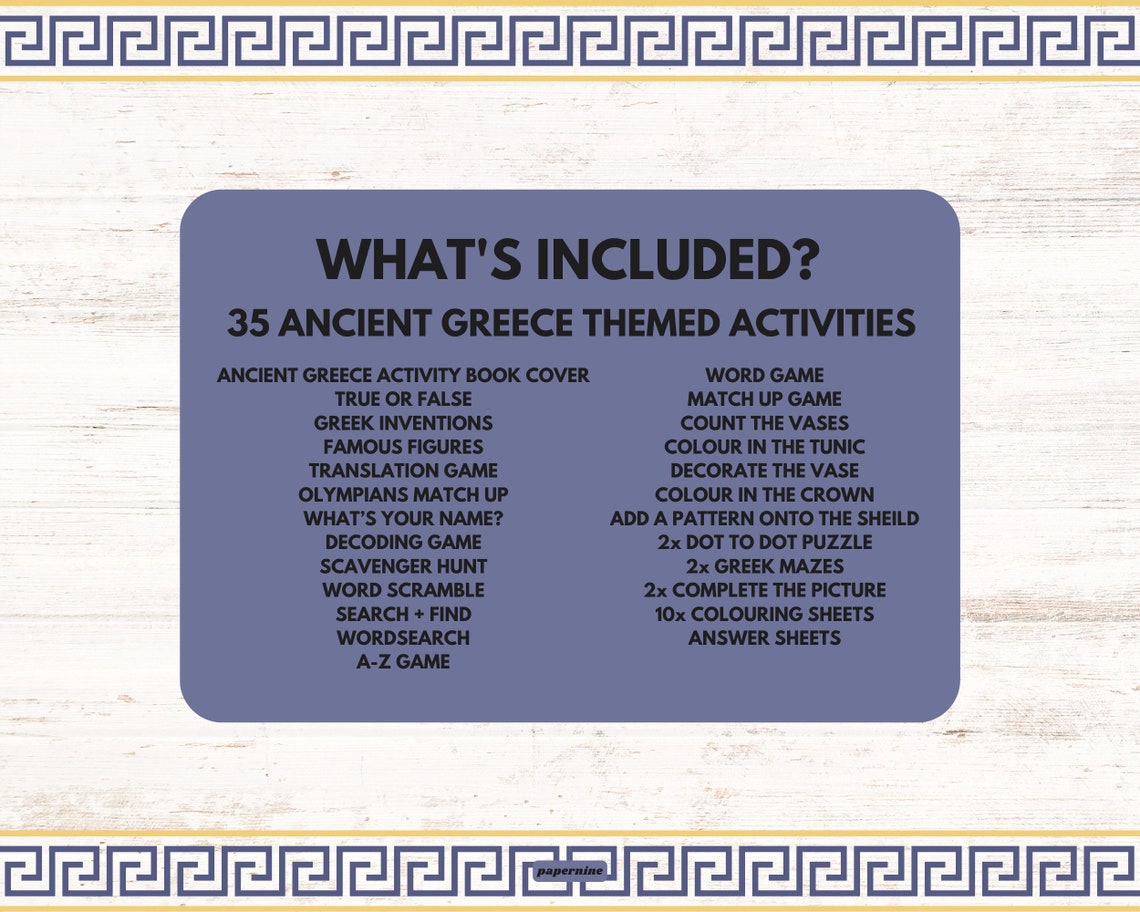 Ultimate Ancient Greece Themed Printable Games Activity Bundle 40 Pages ...
