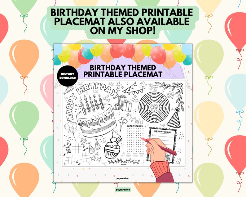 Ultimate Birthday Themed Printable Activity Bundle Pack for Children 50 ...