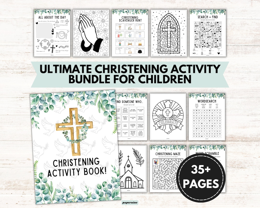 Ultimate Christening Themed Printable Activity Bundle Pack for Children ...