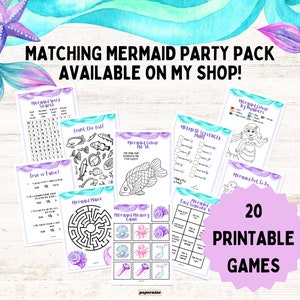 50 Mermaid Bingo Cards Birthday Party Bingo Printable Activity Kids ...