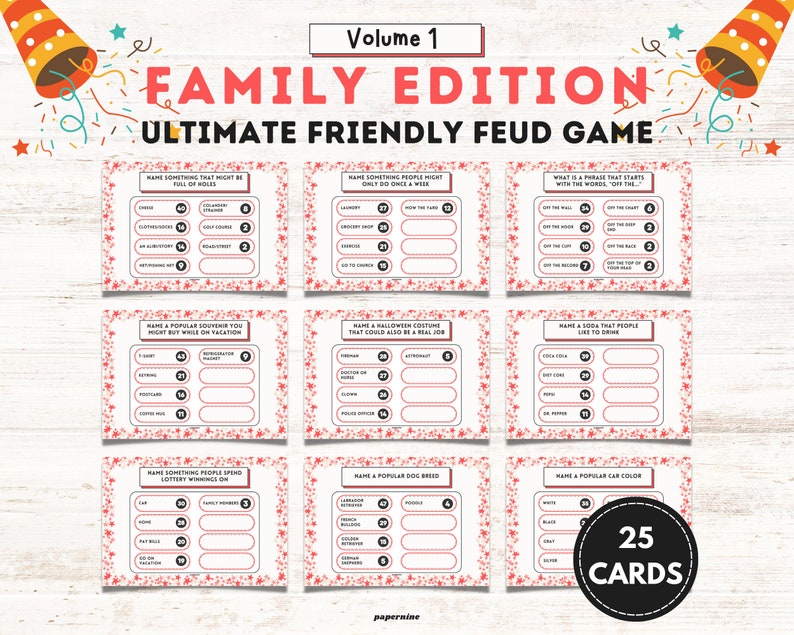 Family Feud Game: Trivia Night Fun (instant Download) - Etsy
