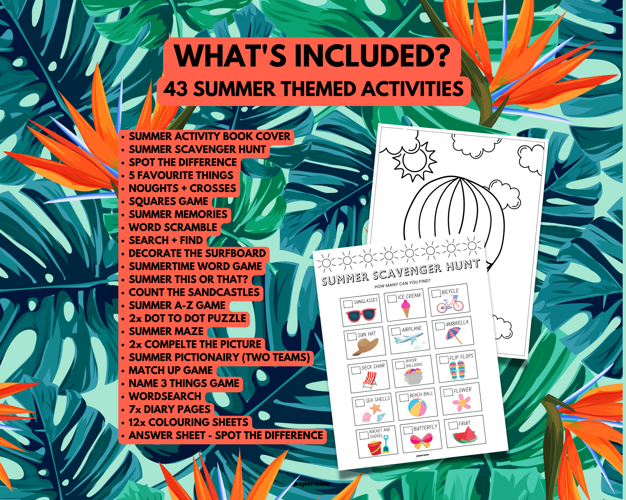 Ultimate Summer Themed Printable Activity Bundle Pack for Children 45 ...